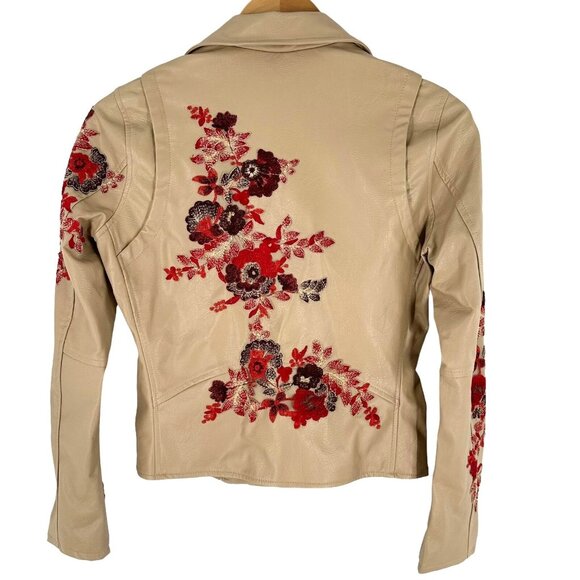 Blank NYC | Jackets & Coats | Nwt Blank Nyc Tan Floral Embroidered Vegan Leather Moto Jacket ...